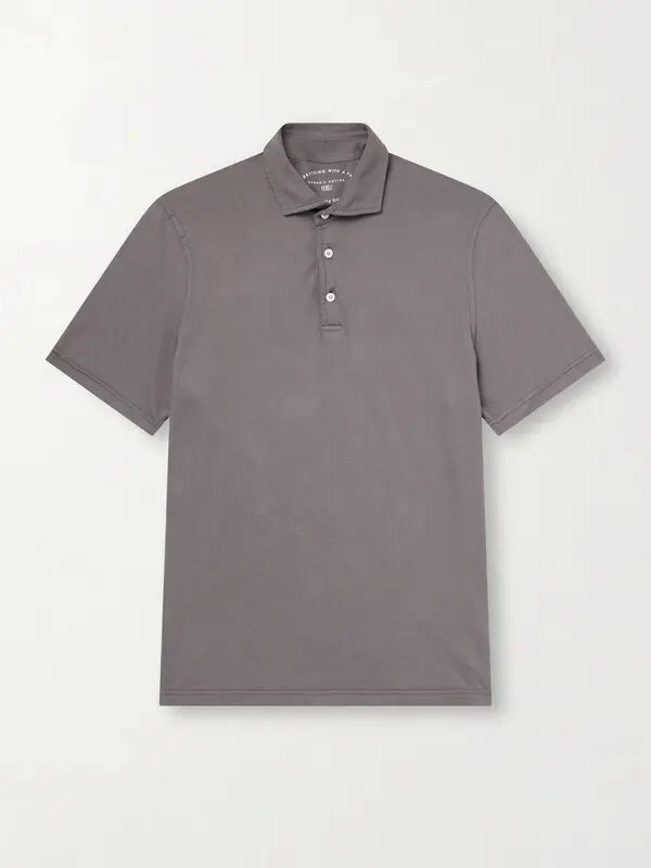 Fedeli Cotton-jersey Polo Shirt - Brown