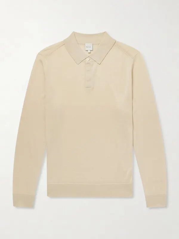 Paul Smith Merino Wool Polo Shirt - Neutrals