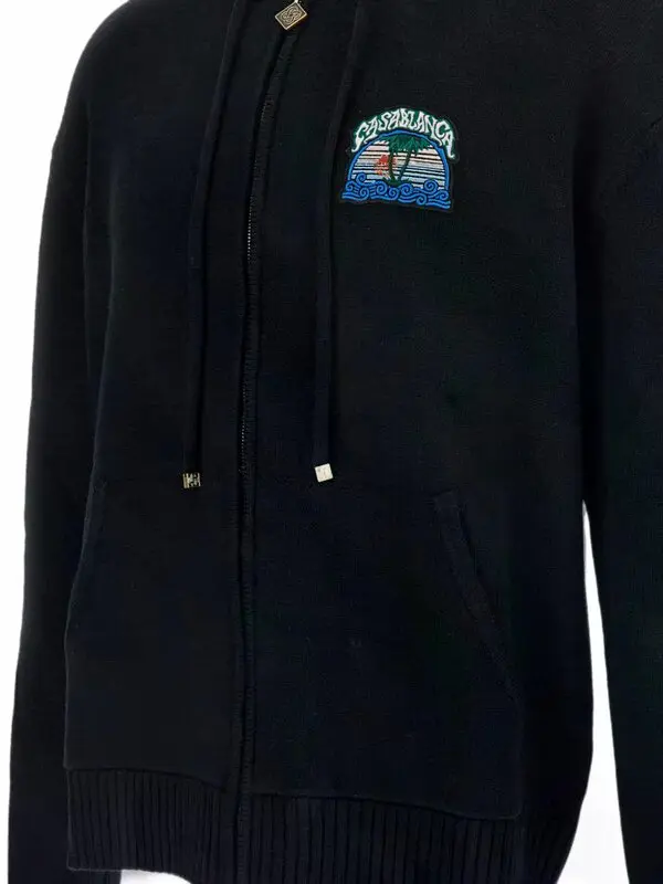 Casablanca Logo-patch Zip-up Hoodie - Black