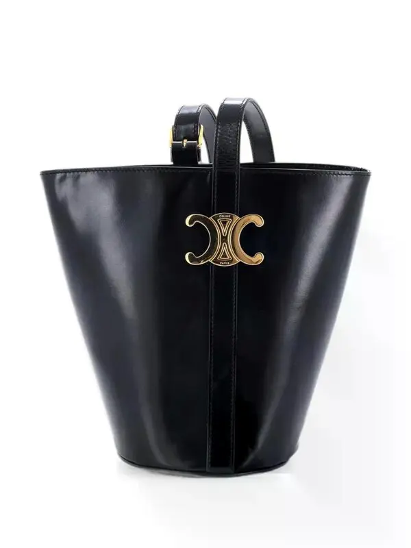 Celine Triomphe Shiny Calfskin Bucket Bag - Black