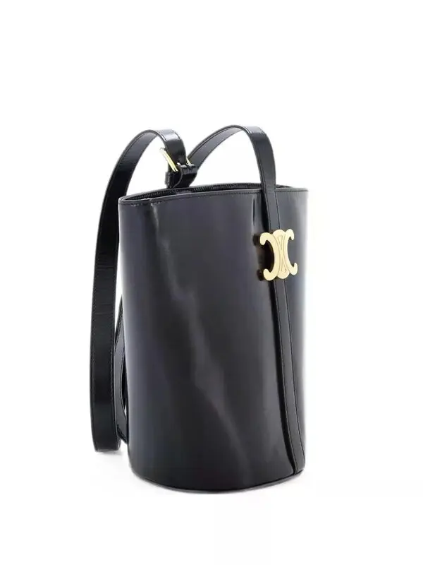 Celine Triomphe Shiny Calfskin Bucket Bag - Black
