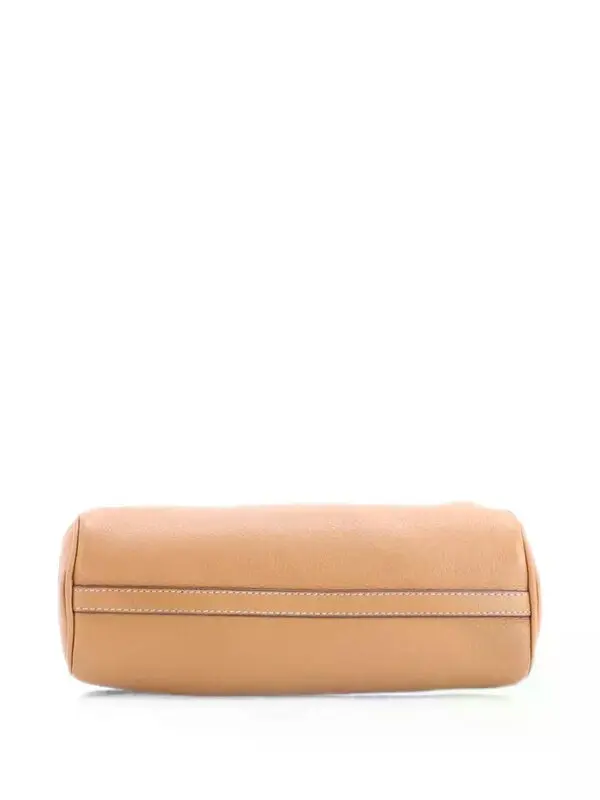 Prada Zip Buckle Pouch Leather Shoulder Bag - Brown