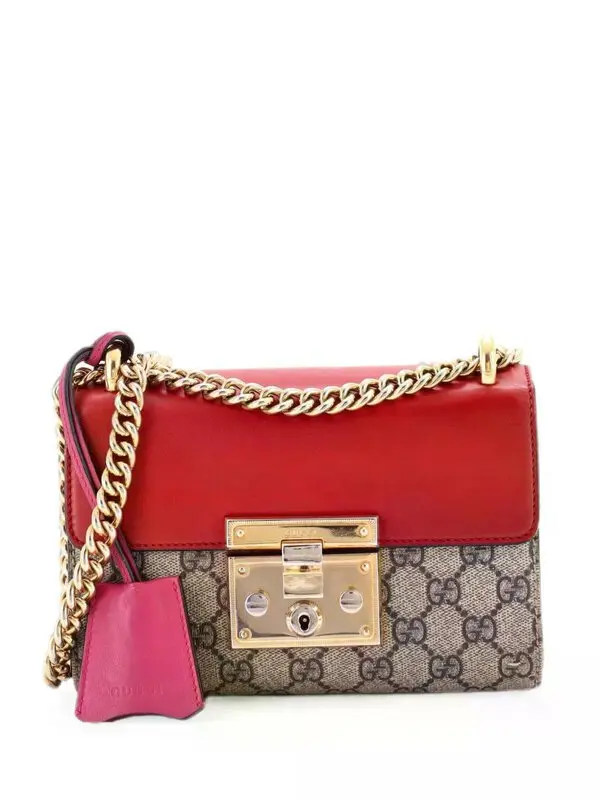 Gucci Padlock Gg Coated Canvas And Leather Small Crossbody Bag - Red