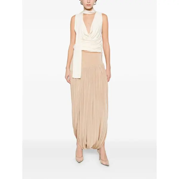 FERRAGAMO Asymmetric Draped Maxi Skirt - Cream