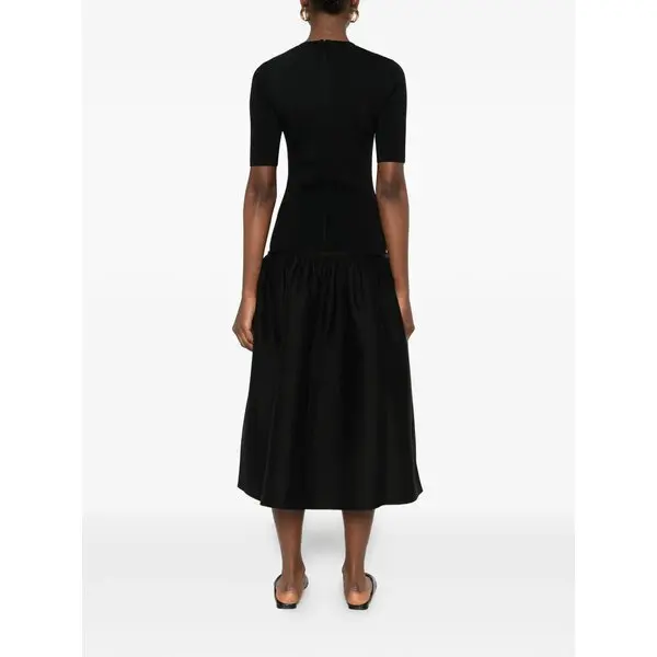 TOTEME Short Sleeve Gathered Detail Round Neck Zip Fastening Dress
