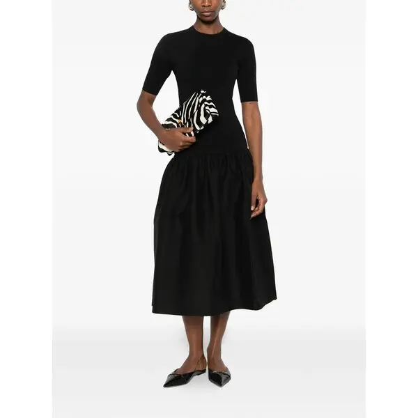 TOTEME Short Sleeve Gathered Detail Round Neck Zip Fastening Dress