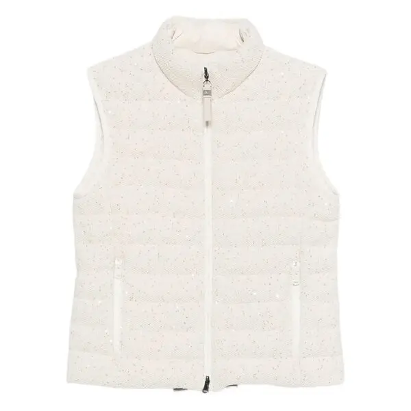 Brunello Cucinelli Sleeveless Sequin Embellished High Neck Vest