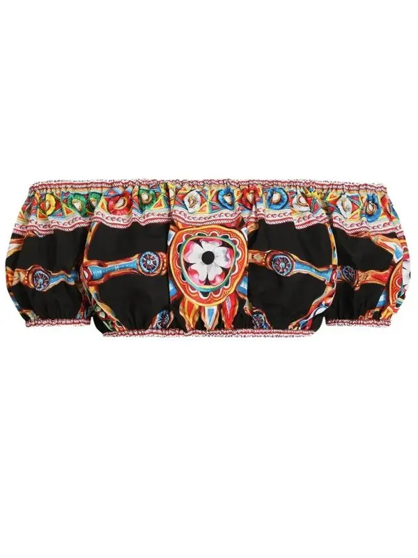 Dolce & Gabbana Printed Popeline Top - Black