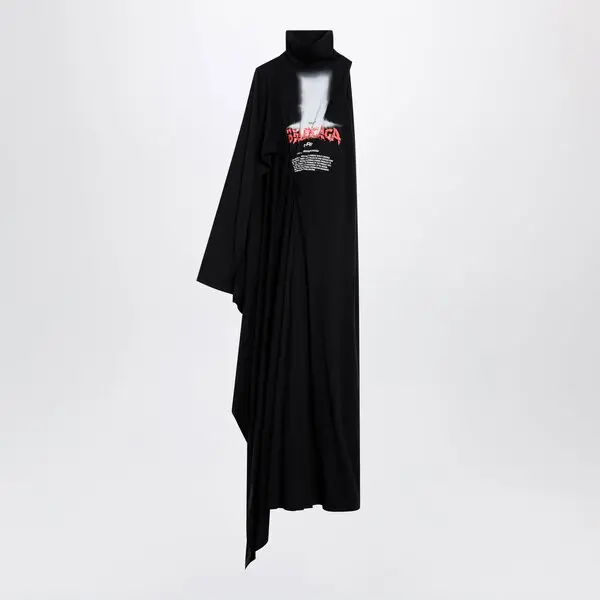 Balenciaga The Door Draped Maxi Cotton Jersey Dress - Black