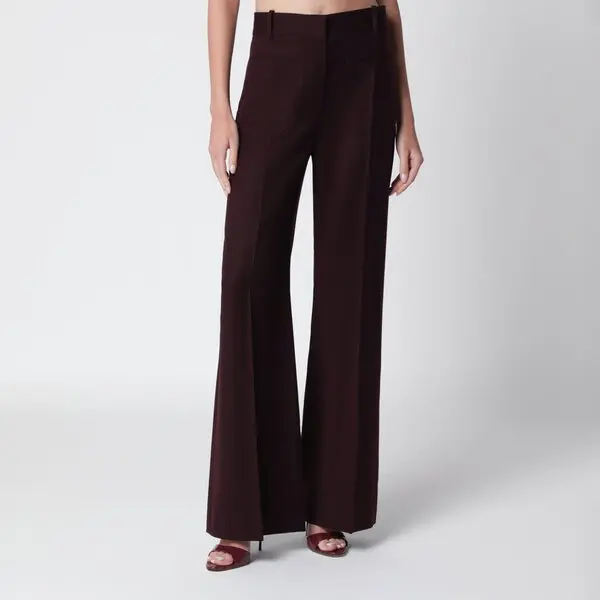 Victoria Beckham Virgin Wool Flannel Trousers - Brown