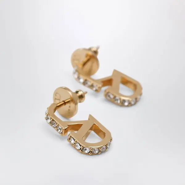 Valentino Garavani Gold-tone Vlogo Signature Earrings With Crystals - Silver