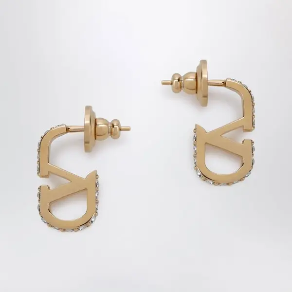 Valentino Garavani Gold-tone Vlogo Signature Earrings With Crystals - Silver