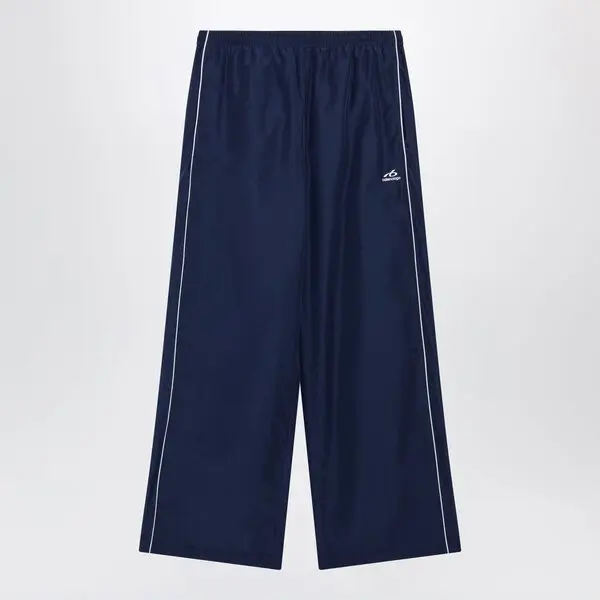 Balenciaga Bodies Track Pants In Dark Navy Poplin - Blue