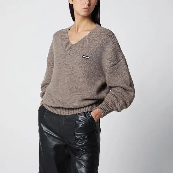 ROTATE BY BIRGER CHRISTENSEN Wool And Cashmere V-neck Sweater - Gray