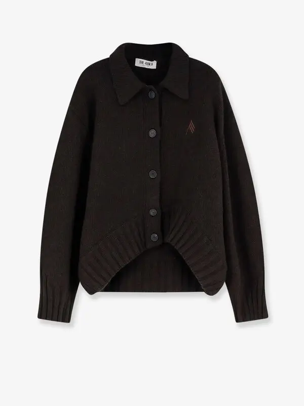 Attico Virgin Wool And Cashmere Blend Cardigan - Brown