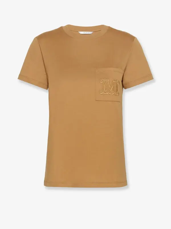Max Mara Papaia Cotton T-shirt With Monogramma - Multicolor