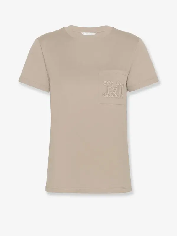 Max Mara Cotton T-shirt With Monogram Embroidery - Multicolor