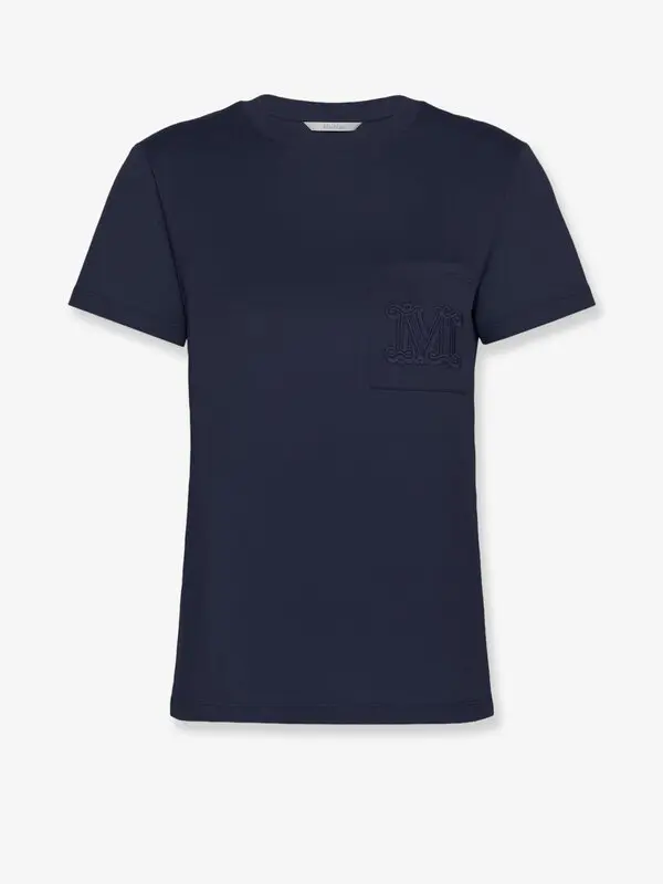 Max Mara Papaia Cotton T-shirt With Monogram Embroidery - Multicolor