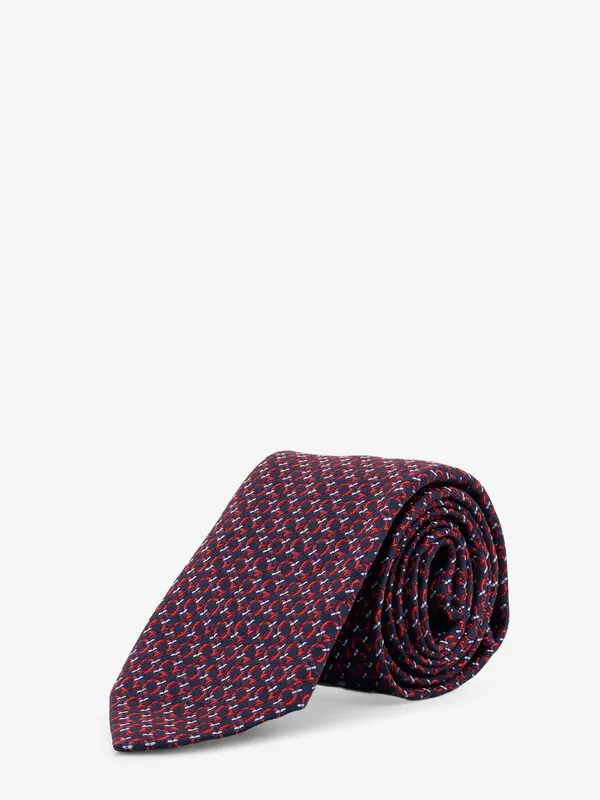 FERRAGAMO Silk Tie With Intreccio Print - Multicolor