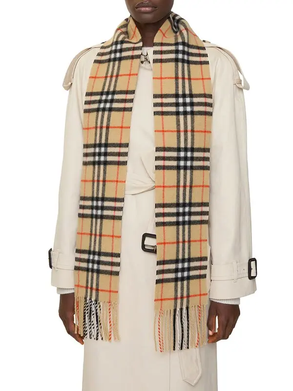Burberry Thin Check Cashmere Scarf - Cream