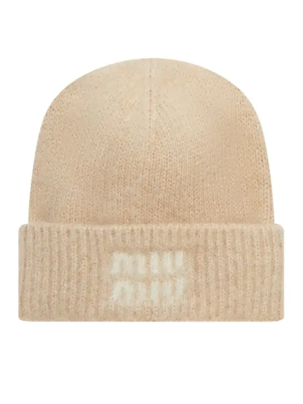 Miu Miu Mohair Wool Logo Hat - Multicolor