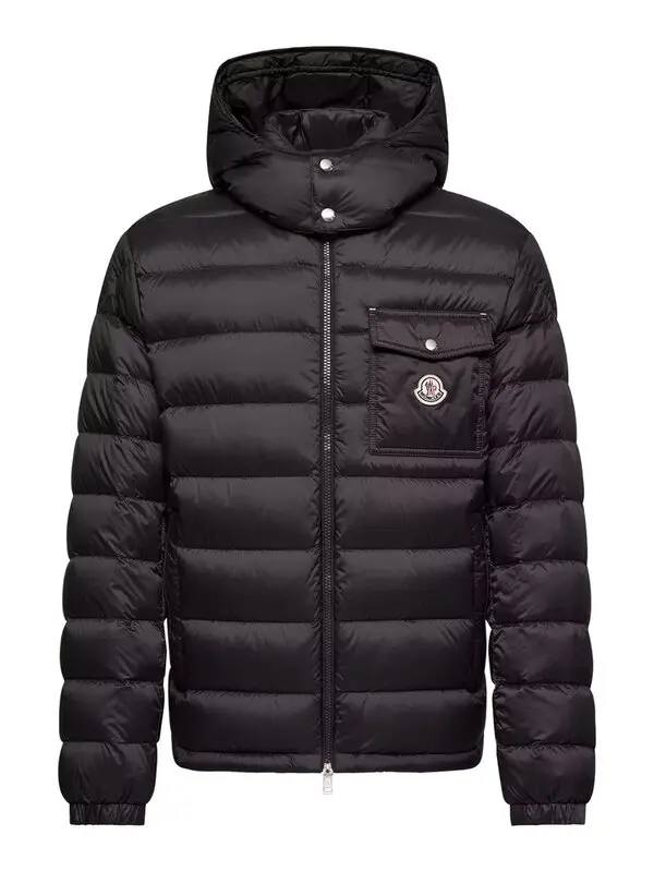 Moncler Short Technical Nylon Down Puffer Jacket With Hood - Black