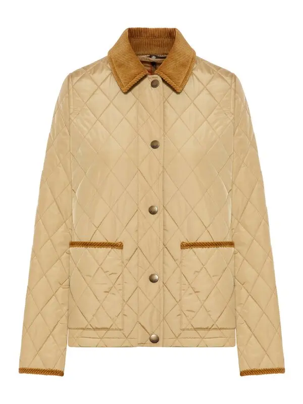 Burberry Quilted Nylon Jacket With Corduroy Collar - Multicolor