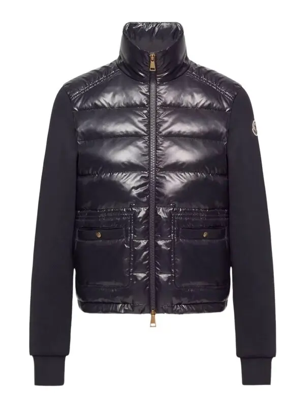 Moncler Cotton Blend Zip-up Sweatshirt With Nylon Front