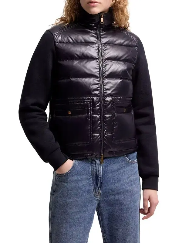 Moncler Cotton Blend Zip-up Sweatshirt With Nylon Front