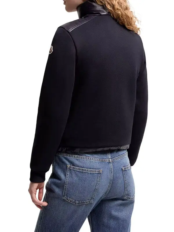 Moncler Cotton Blend Zip-up Sweatshirt With Nylon Front
