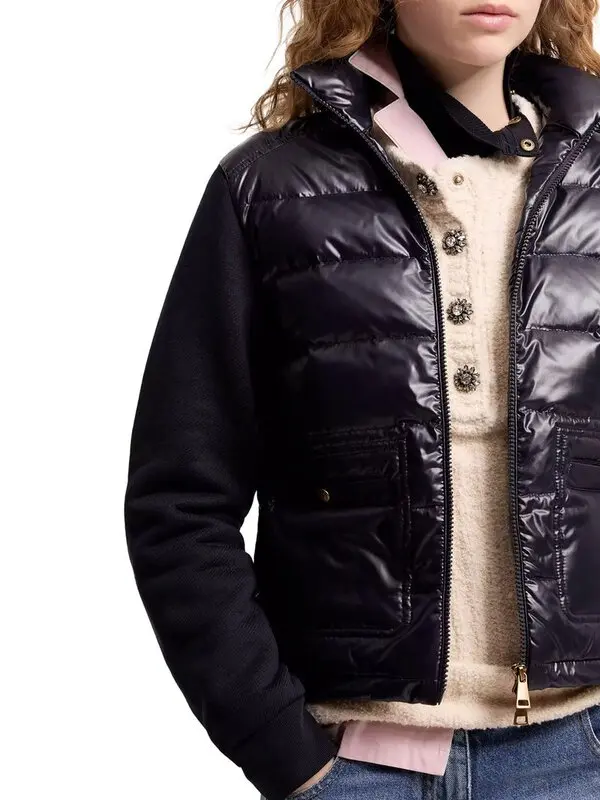 Moncler Cotton Blend Zip-up Sweatshirt With Nylon Front
