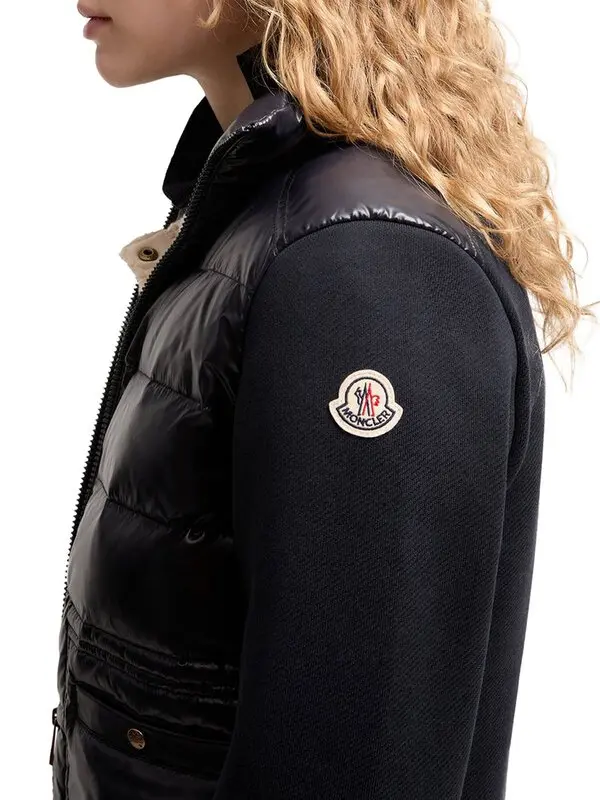 Moncler Cotton Blend Zip-up Sweatshirt With Nylon Front
