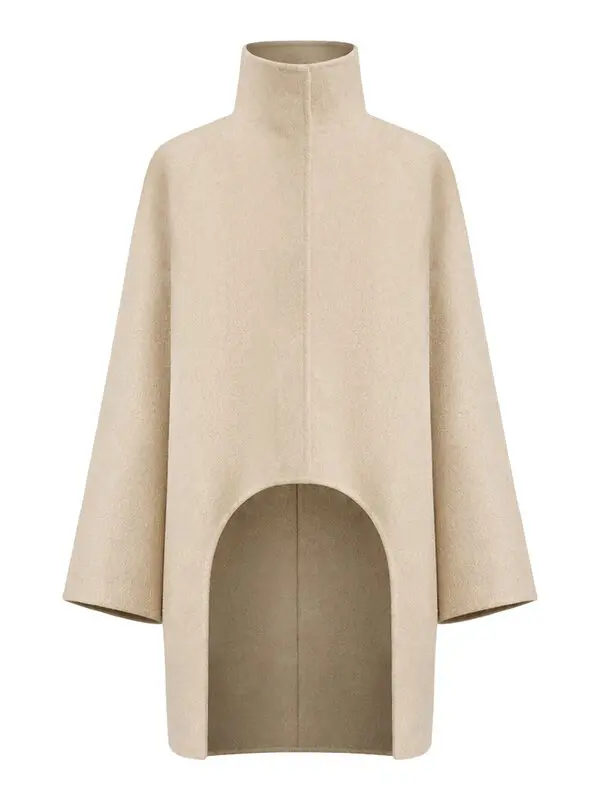 Alaïa Asymmetrical Cashmere Coat - Cream