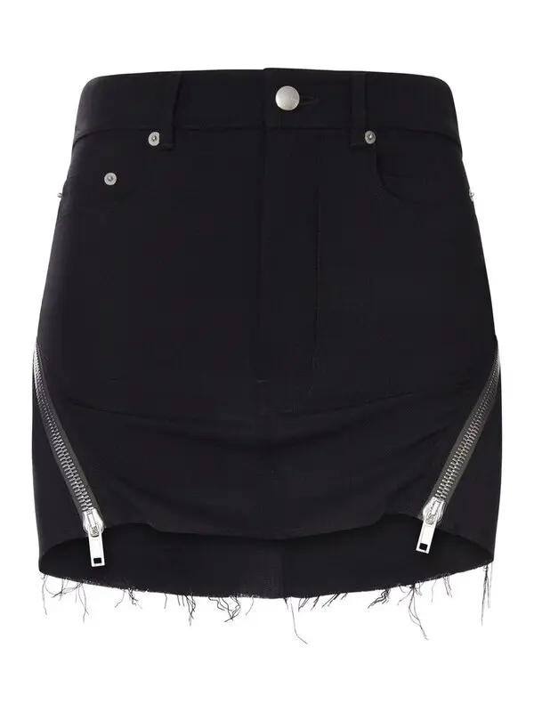 Rick Owens Wool Banana Miniskirt - Black