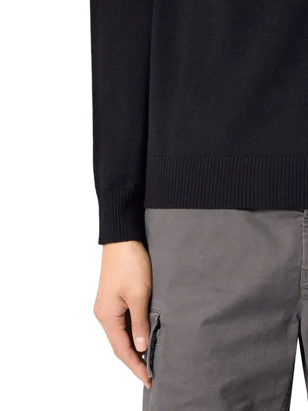Stone Island Lightweight Pure Wool Crew Neck Sweater - Black