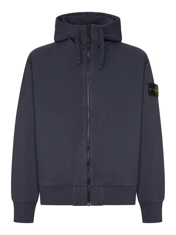 Stone Island Cotton Jersey Zip-up Hoodie - Blue