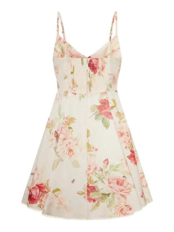Zimmermann Short Linen Dress With Floral Print - Multicolor