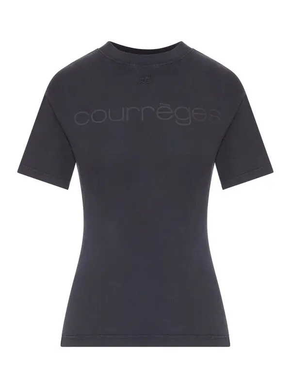 COURREGES Waisted Printed T-shirt - Black