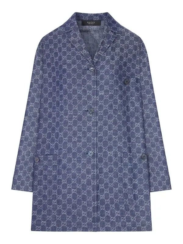 Gucci Gg Jacquard Cotton Denim Jacket - Blue
