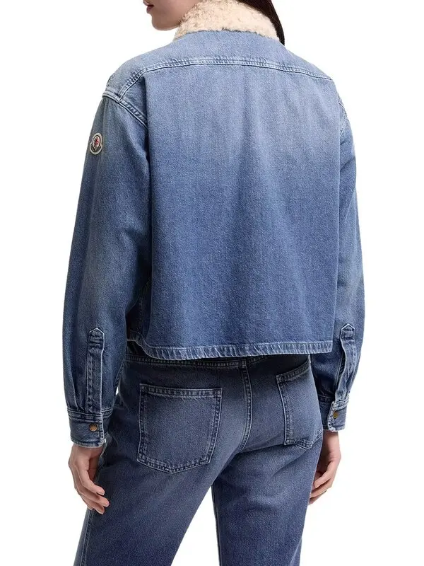 Moncler Teddy Trim Denim Shirt - Blue
