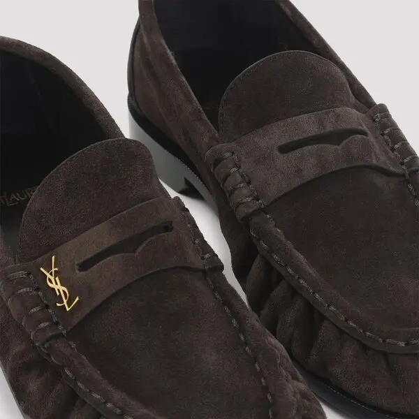 Saint Laurent Le Loafer Suede Loafers - Brown
