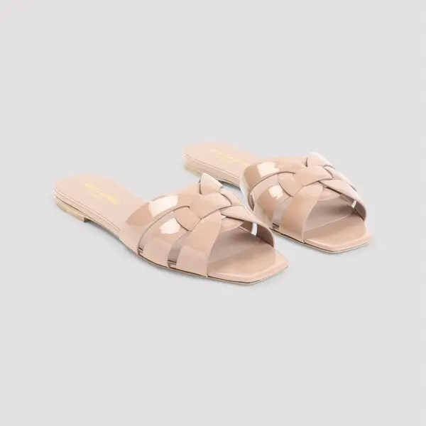Saint Laurent Patent Leather Crossover Strap Sandals - Multicolor