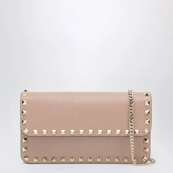Valentino Garavani Garnet Calfskin Rockstud Chain Wallet - Pink