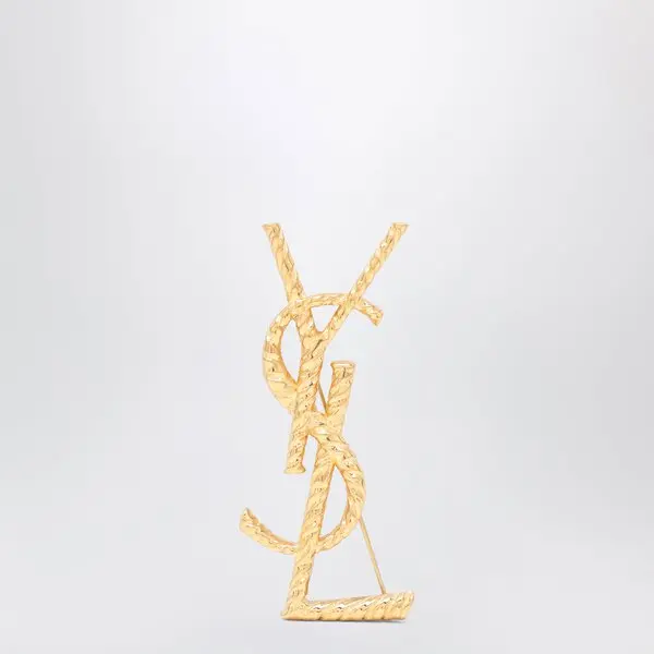 Saint Laurent Cassandre Brooch In Gold-tone Metal - Silver