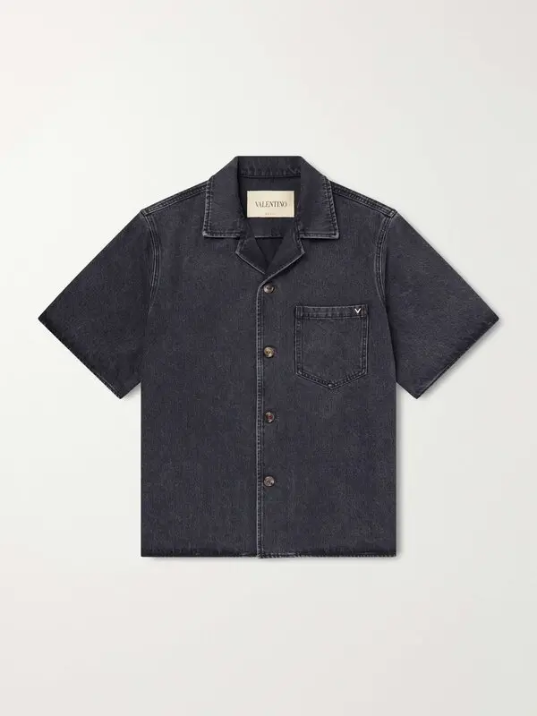 Valentino Garavani Vgold Denim Shirt - Gray