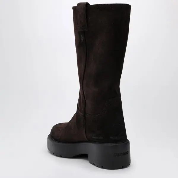 Miu Miu Dark Suede Leather Boot