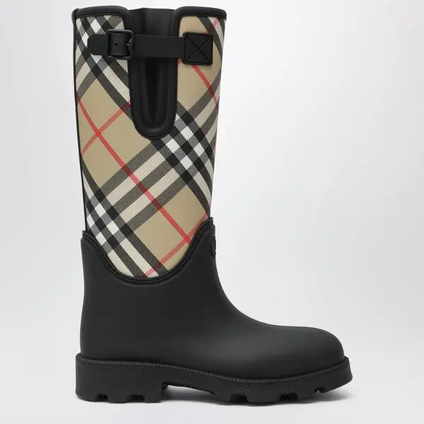 Burberry Tall Rubber Boots With Check Pattern