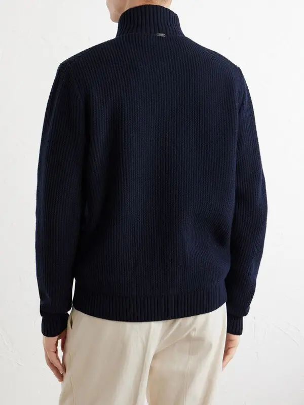 Herno Wool Zip-up Cardigan With High Collar