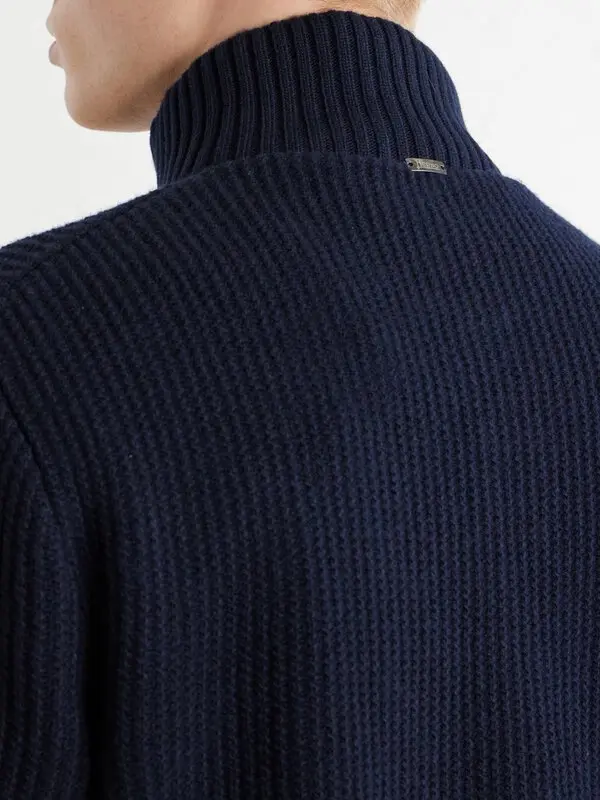 Herno Wool Zip-up Cardigan With High Collar