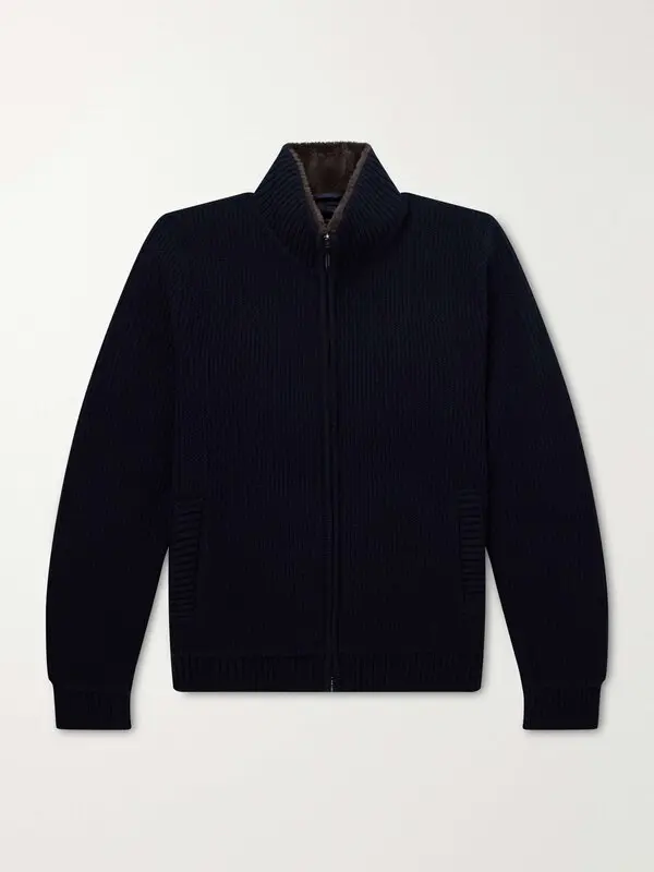 Herno Wool Zip-up Cardigan - Navy